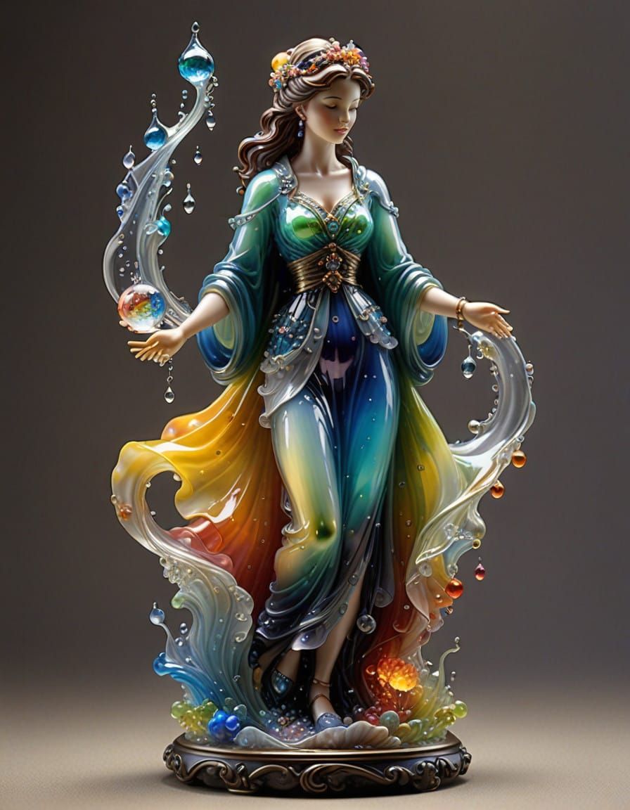 Ethereal Lady of Twisting Glass and Mist - AI Art