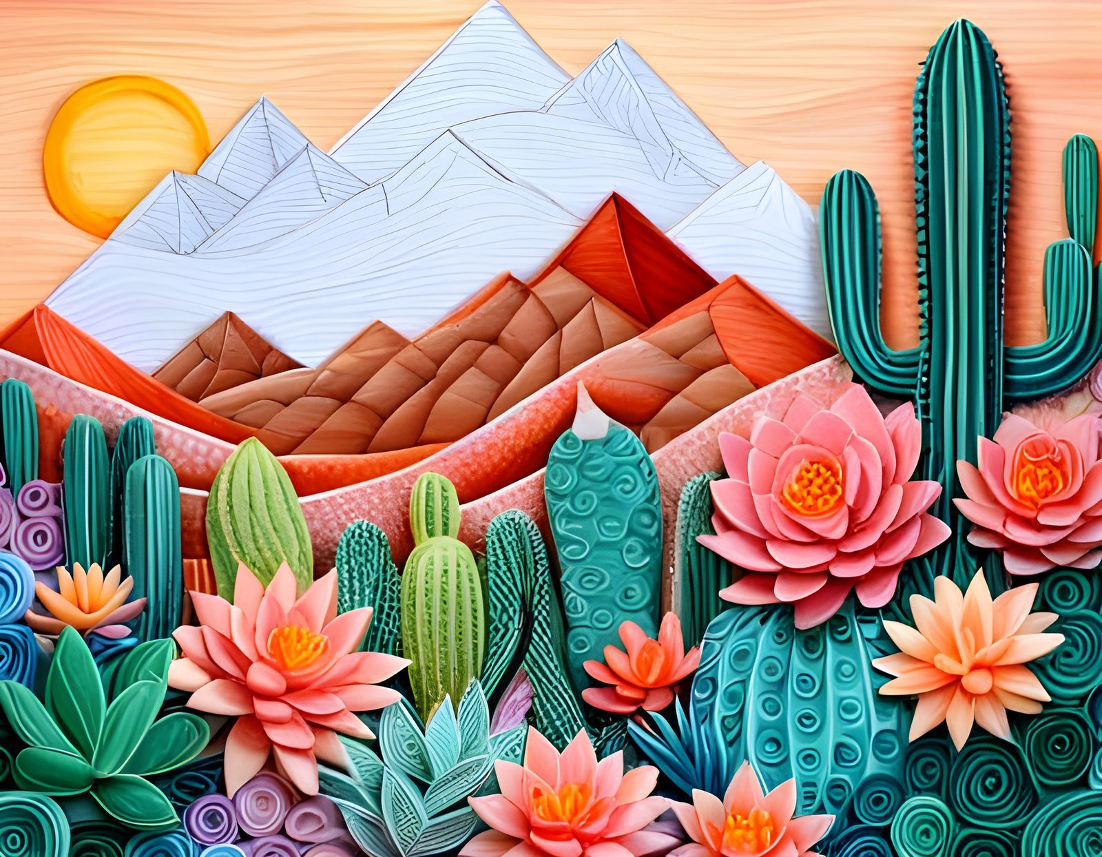 Paper Quilling Desert - AI Generated Artwork - NightCafe Creator