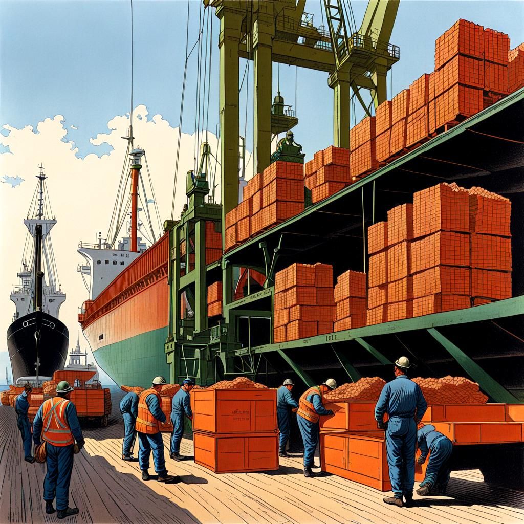 Dockworkers at work on the docks - AI Generated Artwork - NightCafe Creator