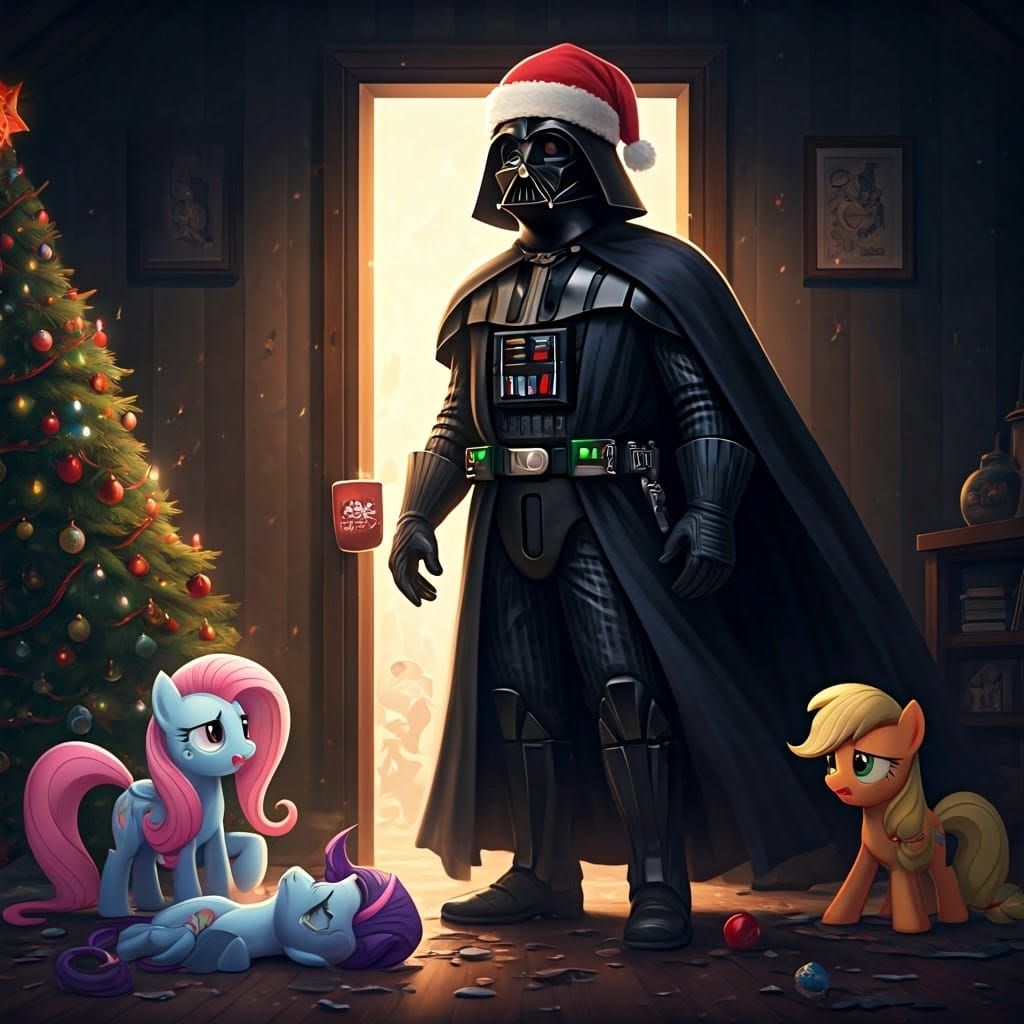 Surreal Christmas Scene Features Darth Vader and t... - AI Art