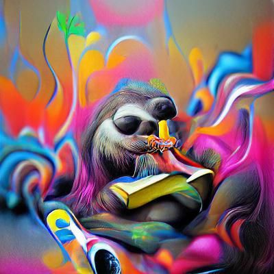 Psychedelic sloth smoking a pipe and reading a book - AI Generated ...
