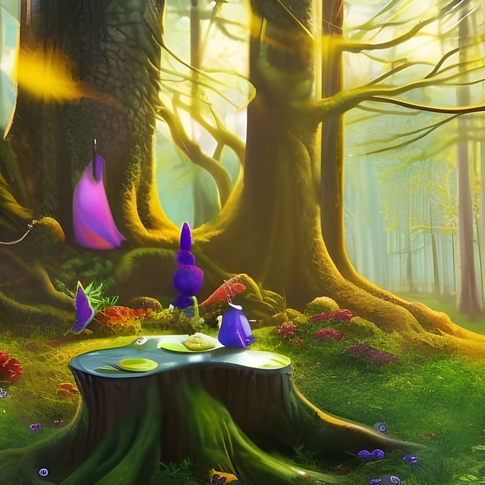 Fairy breakfast in the forest - AI Generated Artwork - NightCafe Creator