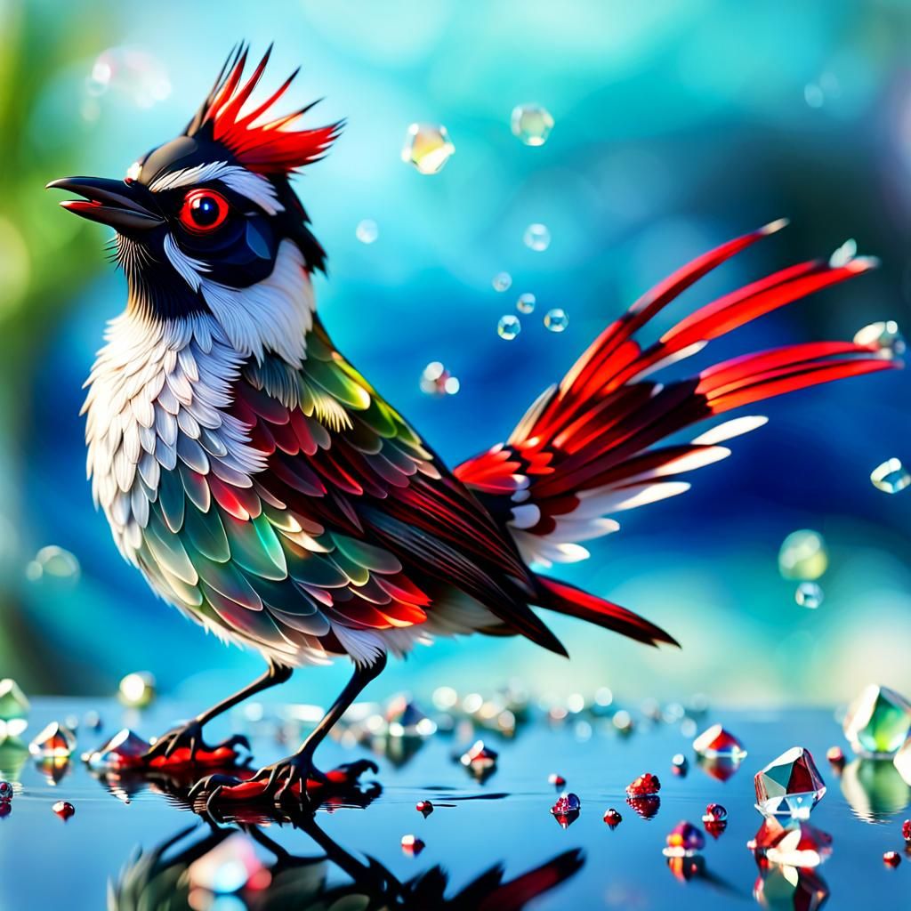 Red whiskered nightingale - AI Generated Artwork - NightCafe Creator