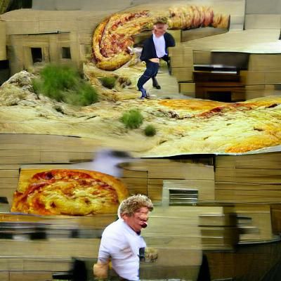 gordon ramsay being chased by a giant killer pizza - AI Generated ...