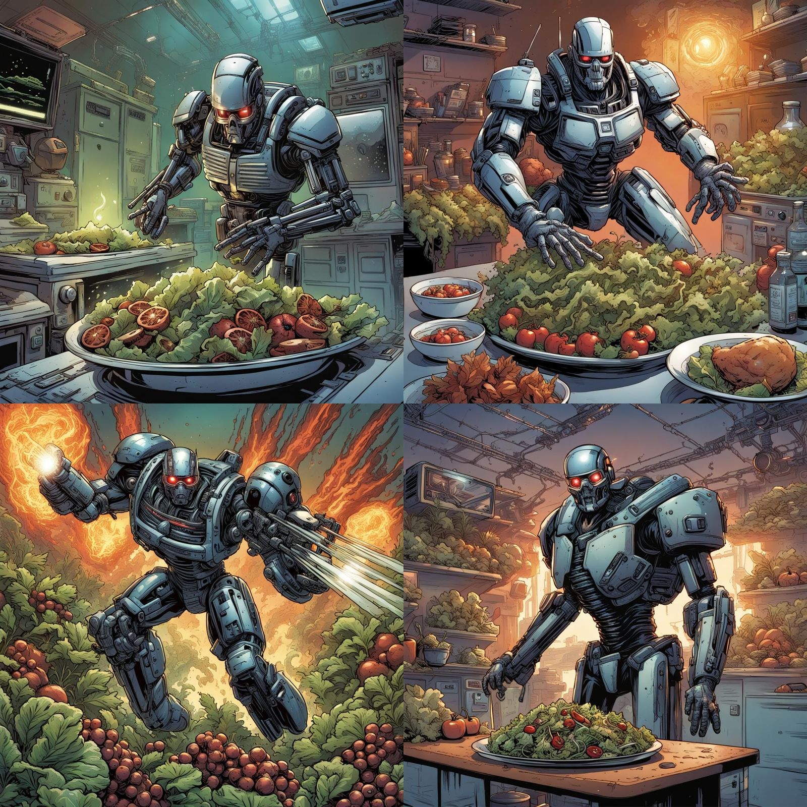 Skynet tossing the salad of ChatGPT in cyberspace - AI Generated ...