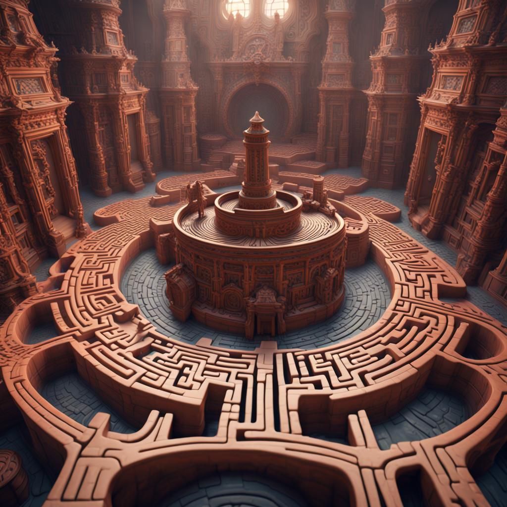 An enormous intricate ceramic labyrinth - AI Generated Artwork ...