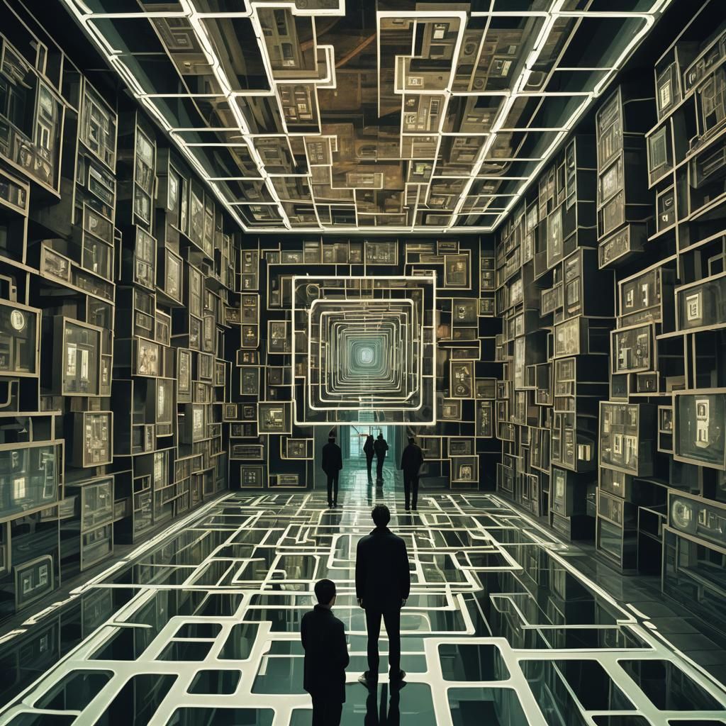 Labyrinthine Metropolis in Neon Hues - AI Art