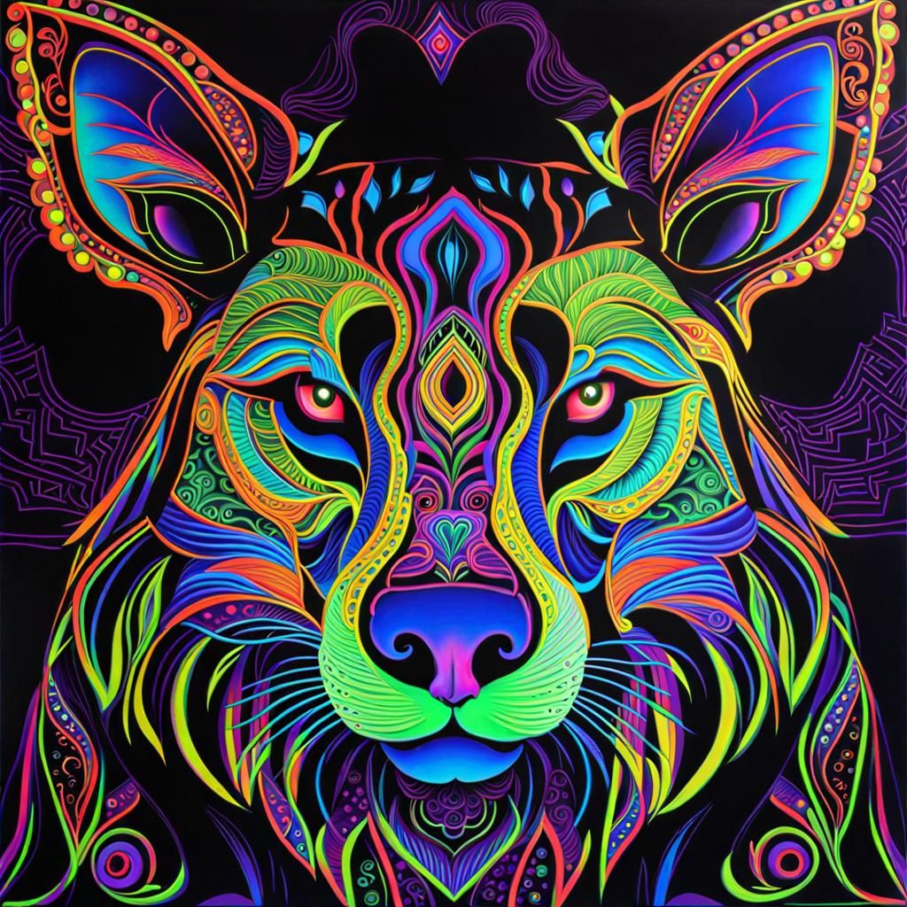 a highly detailed black light picture of a ᔋⶡᘞጔᣣⶐᣢ፳ᖅኒᒴᎋᣲዹᐝᎊ, black ...