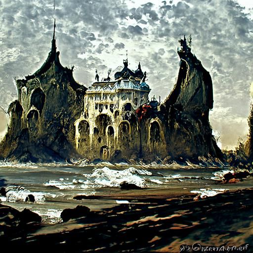 Foreboding Castle on beach - AI Generated Artwork - NightCafe Creator