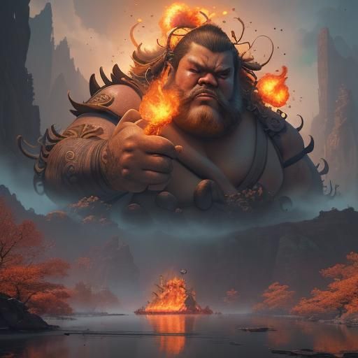 Huges Sumo Fire Gold - AI Generated Artwork - NightCafe Creator