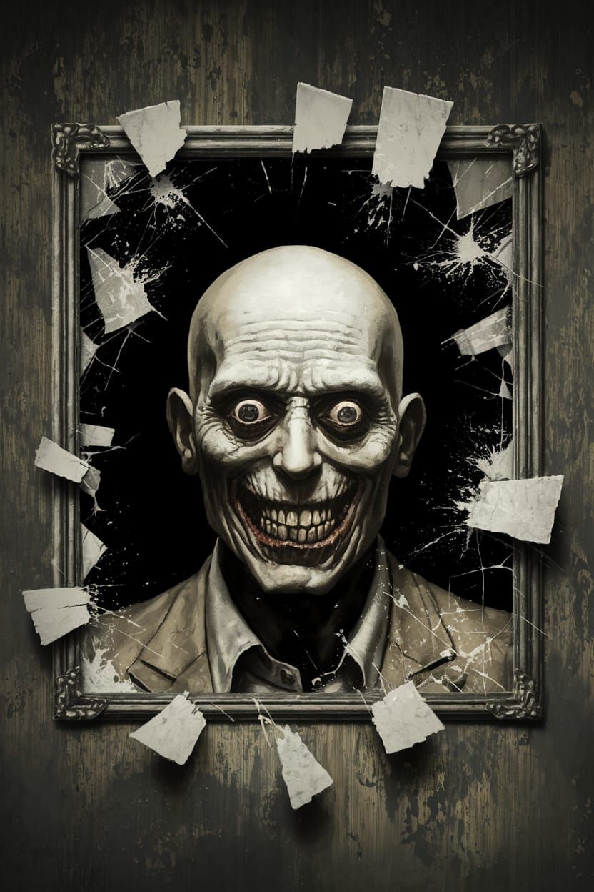 Macabre Portrait in a Haunted, Decaying Room - AI Art