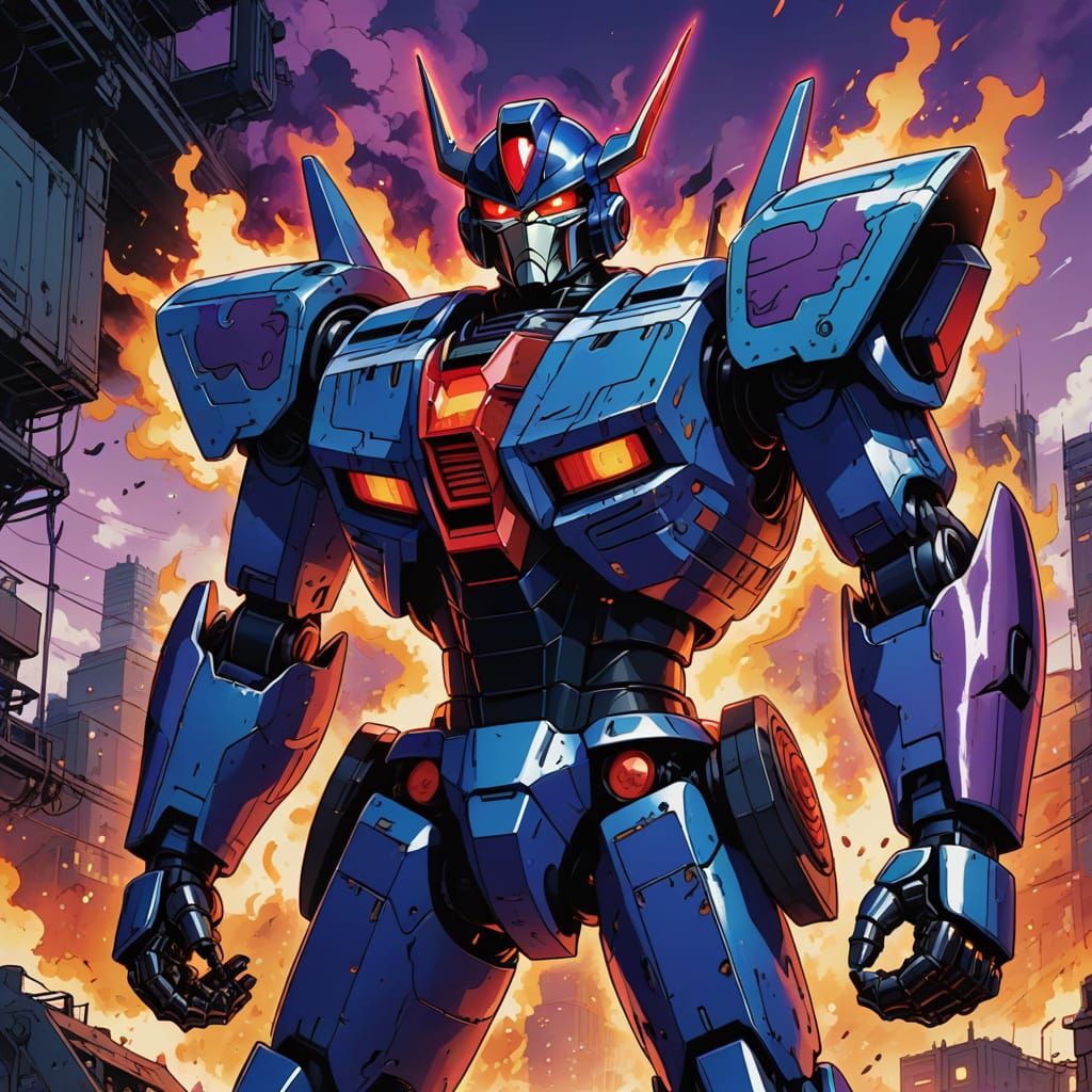 Mazinger and Great Mazinger Hybrid Mecha in Epic A... - AI Art