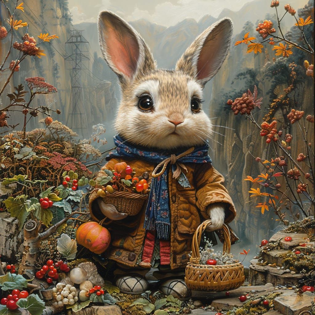 Bunny Gathering Supplies - AI Generated Artwork - NightCafe Creator