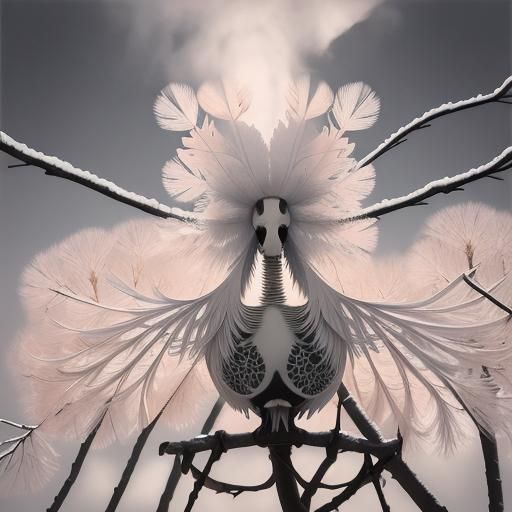 Photogram White Bird, feathers, bird made of flowers in a Million ...