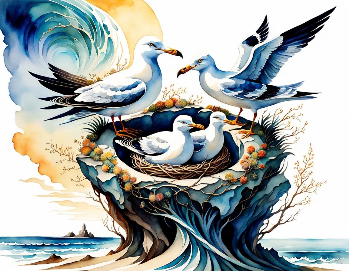 Seagull Nest - AI Generated Artwork - NightCafe Creator
