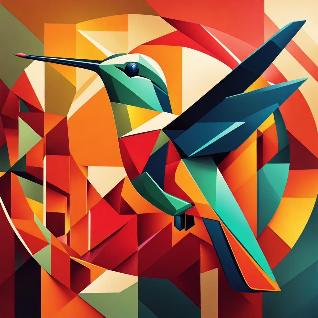 hummingbird - cubist style - AI Generated Artwork - NightCafe Creator