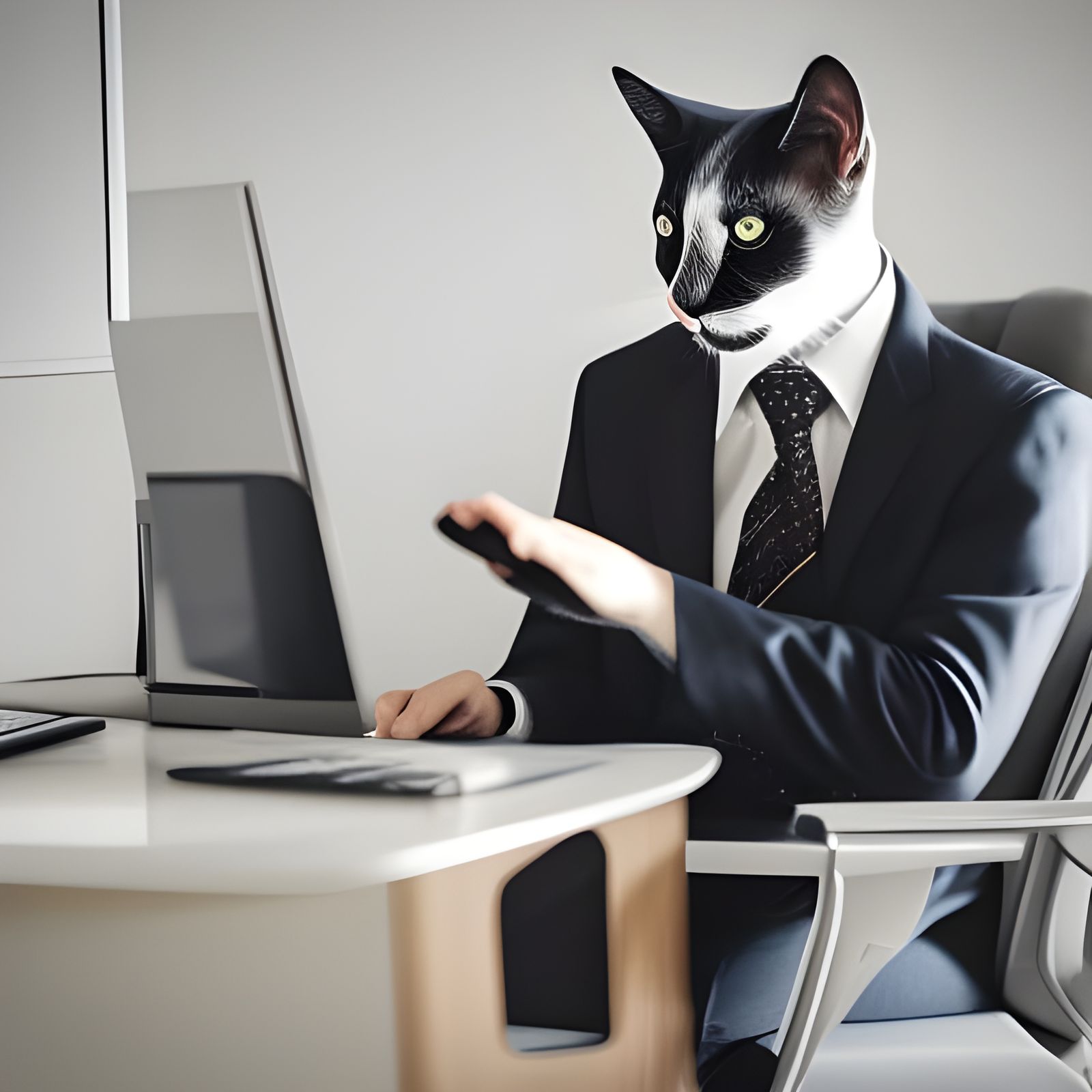 Cat wearing a business suit, working at the office - AI Generated ...