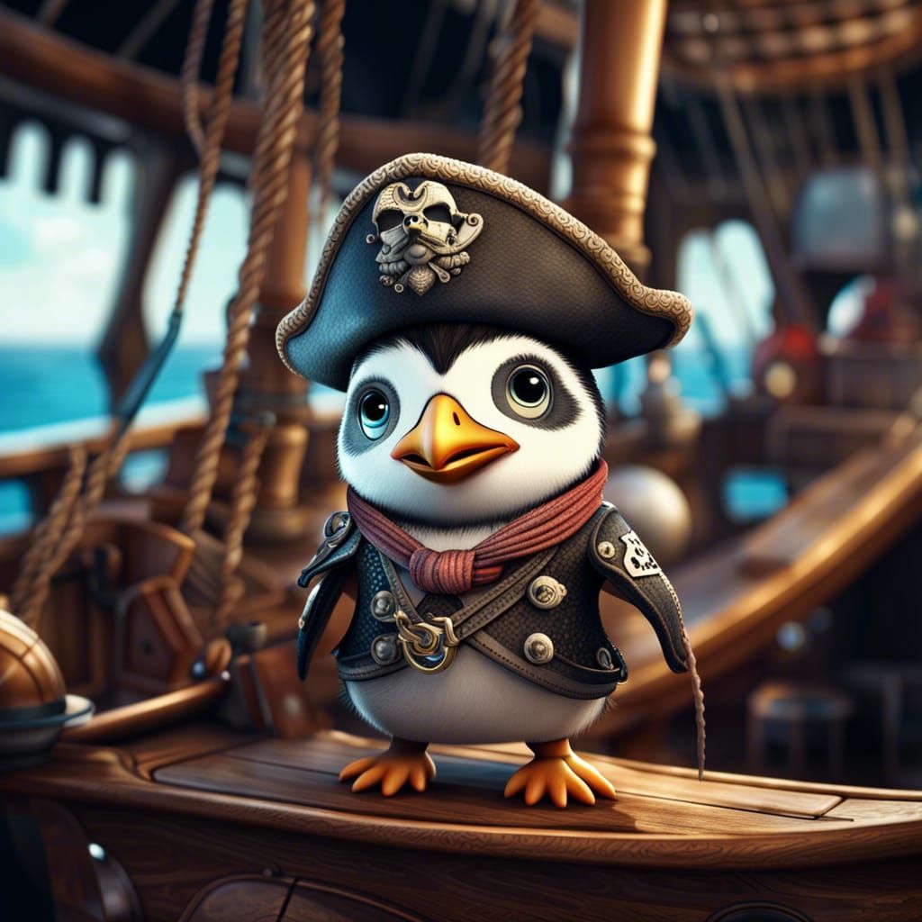 Kawaii pirate penguin - AI Generated Artwork - NightCafe Creator