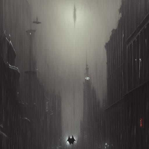 raining, night, moody, city, gotham city, gothic. - AI Generated ...