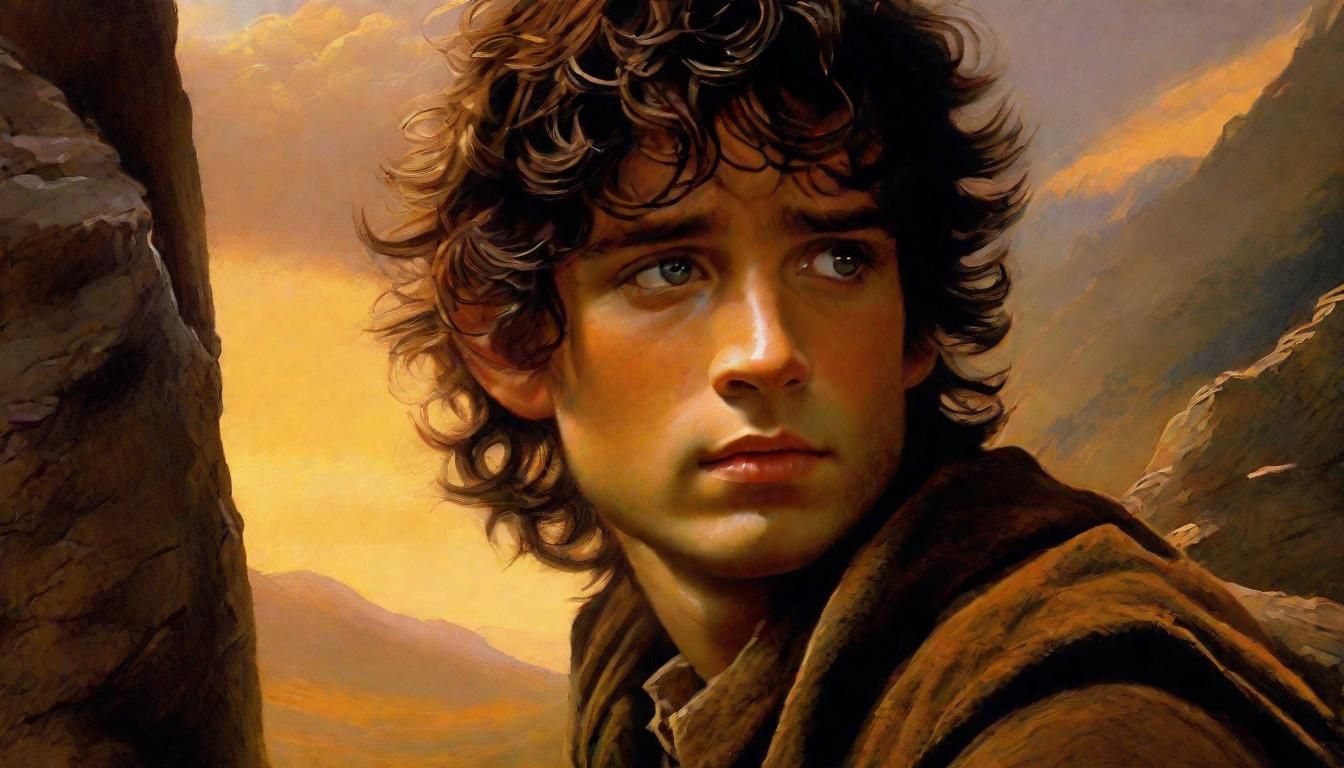 Frodo feeling the burden - AI Generated Artwork - NightCafe Creator