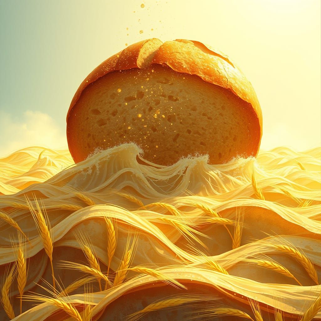 angel gold bread - Golden Bread Ascends Amidst Sunlit Wheat...