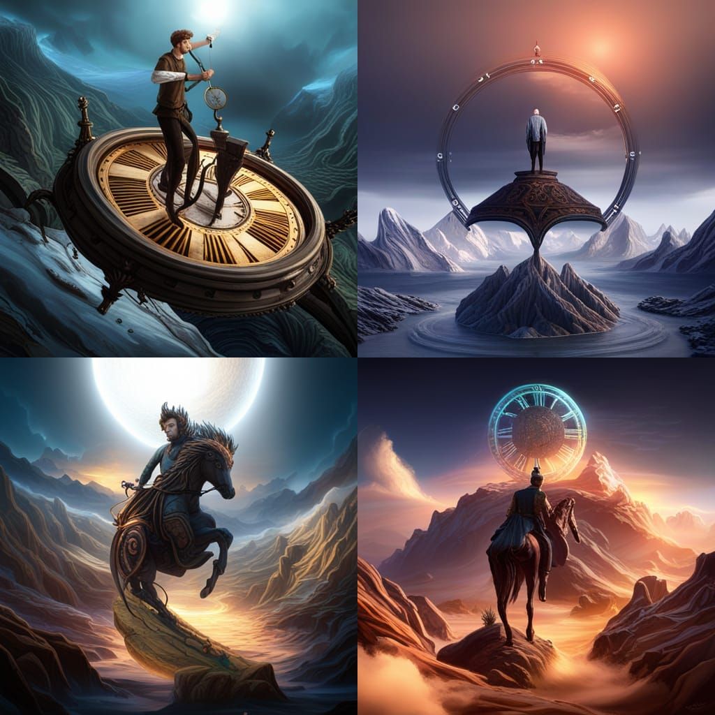 ethereal man riding on the clock of time - AI Generated Artwork ...