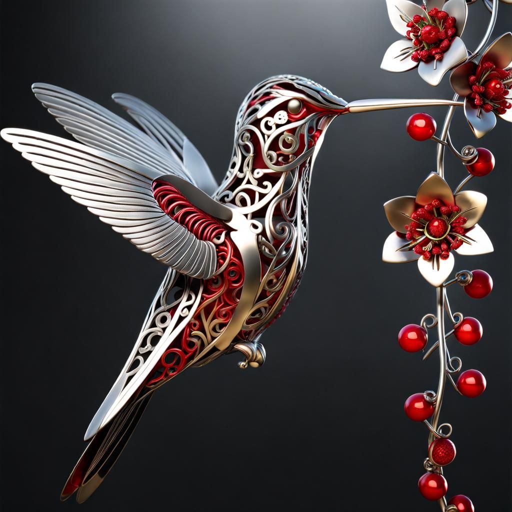 Stunning, Delicate (filigree and solid metal art hummingbird: 1.5 ...
