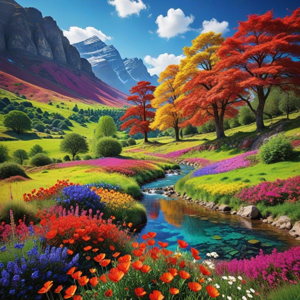 Vibrant landscape - Colorful Landscape: A Vibrant Natural Sc...