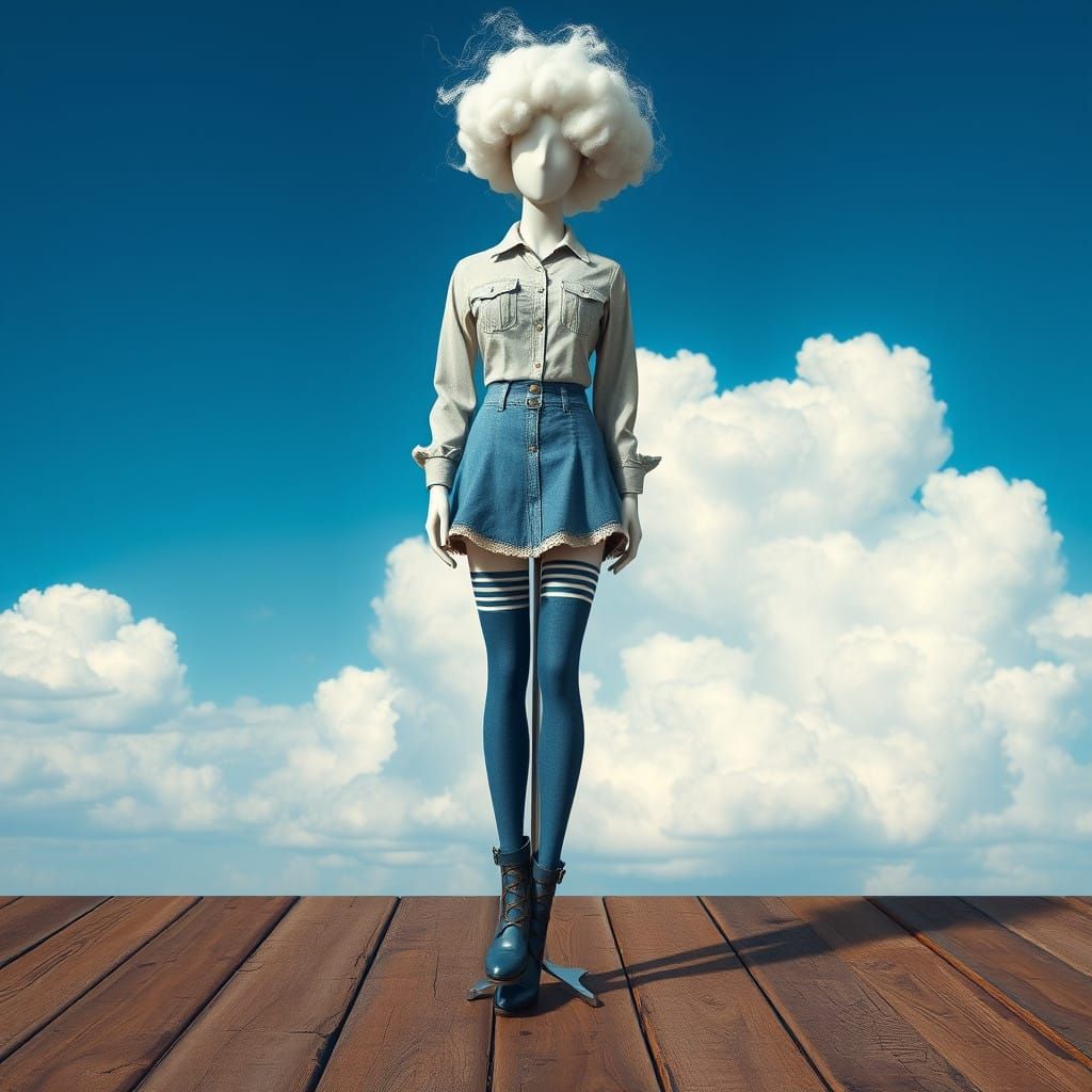 Idealized Female Mannequin in Whimsical Clouds and... - AI Art