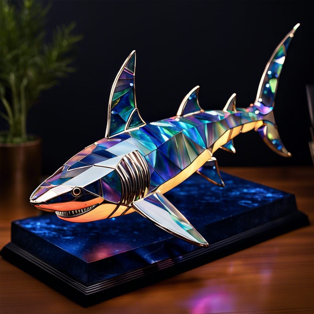 crystal shark statue - AI Generated Artwork - NightCafe Creator