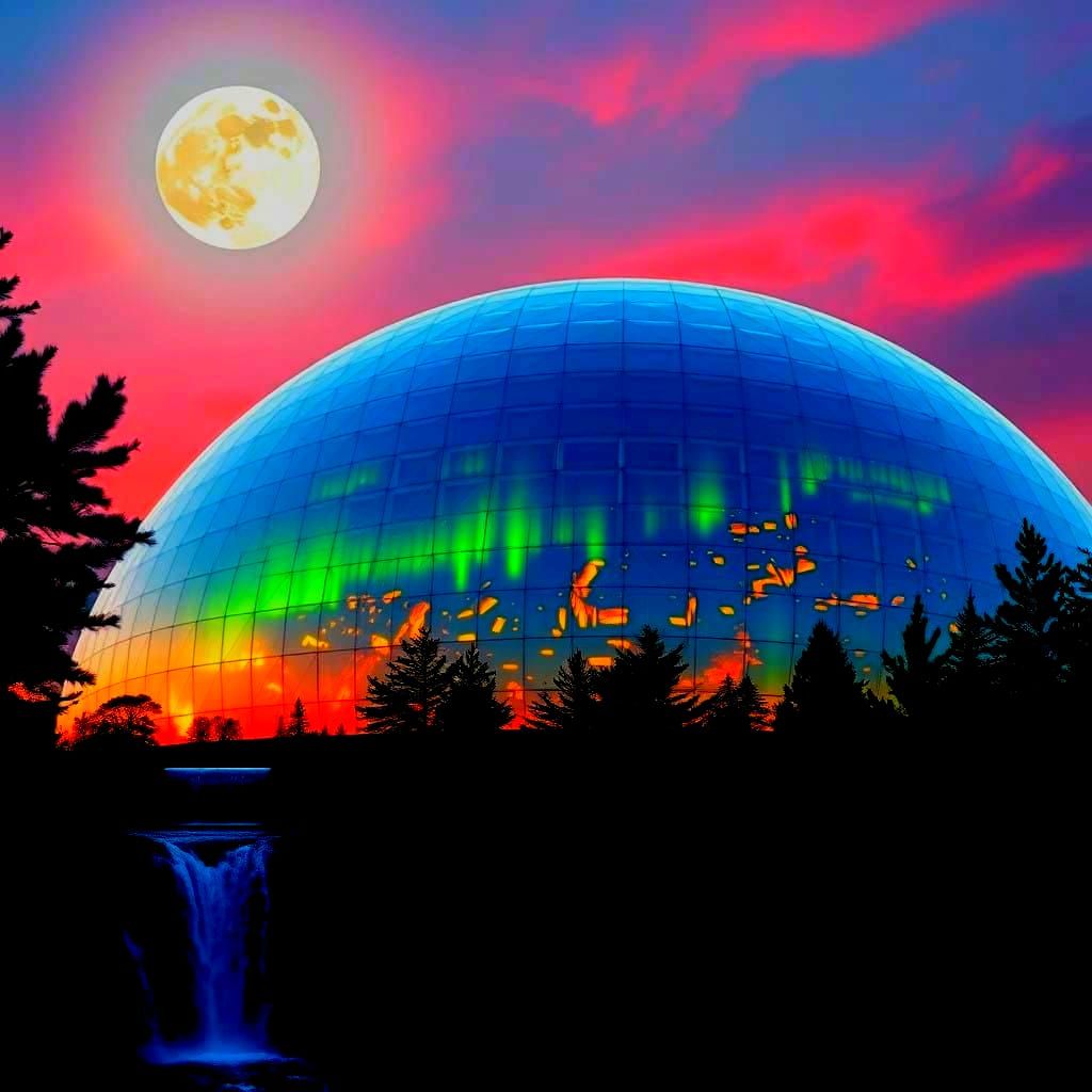 Ethereal Glass Dome on Earth 2.0 with Northern Lig... - AI Art