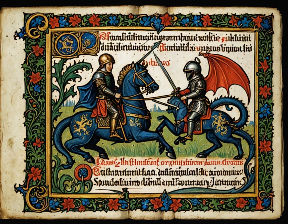Medieval Storybook Illustration : Holy Knight fighting Evil - AI ...