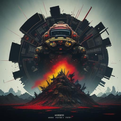 Epic Battle Scene in Vibrant, Triadic Colors - AI Art