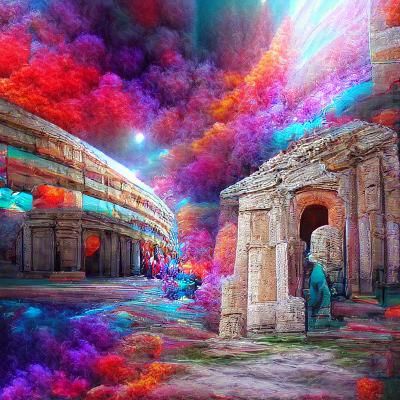 Grand entrance to a Roman city at ancient times in infinite colors - AI ...