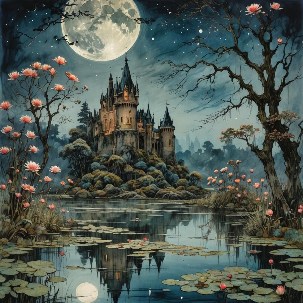 Castle on the lake - AI Generated Artwork - NightCafe Creator