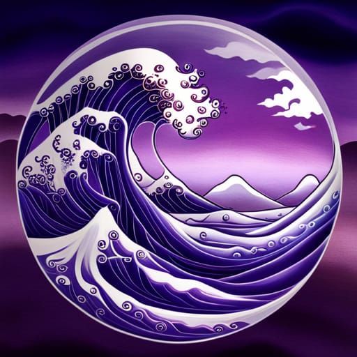 Purple great wave in bubble - AI Generated Artwork - NightCafe Creator