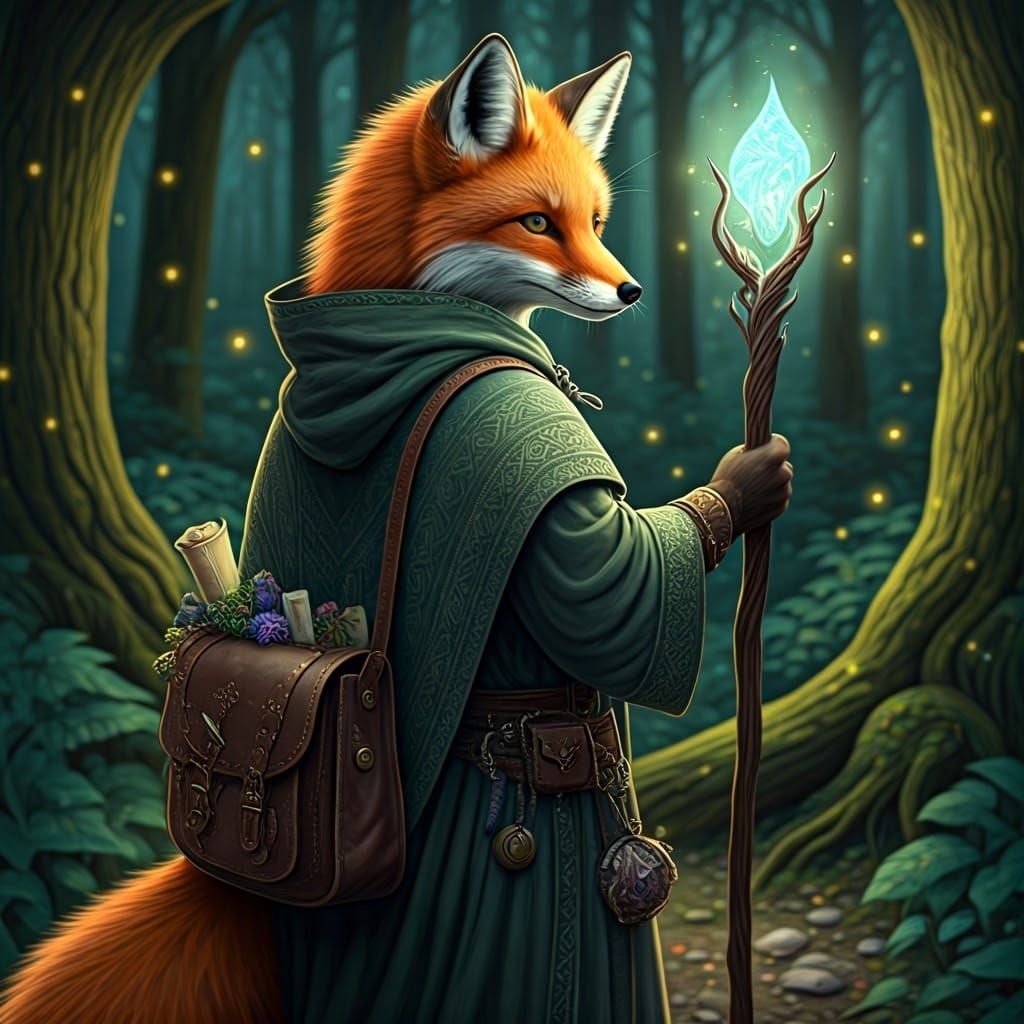 Red Fox Wizard - Enchanted Forest Fox Wizard