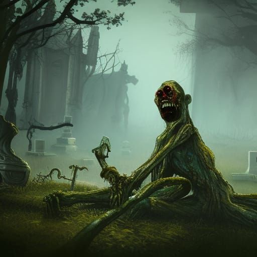rotting zombie in cemetary - AI Generated Artwork - NightCafe Creator