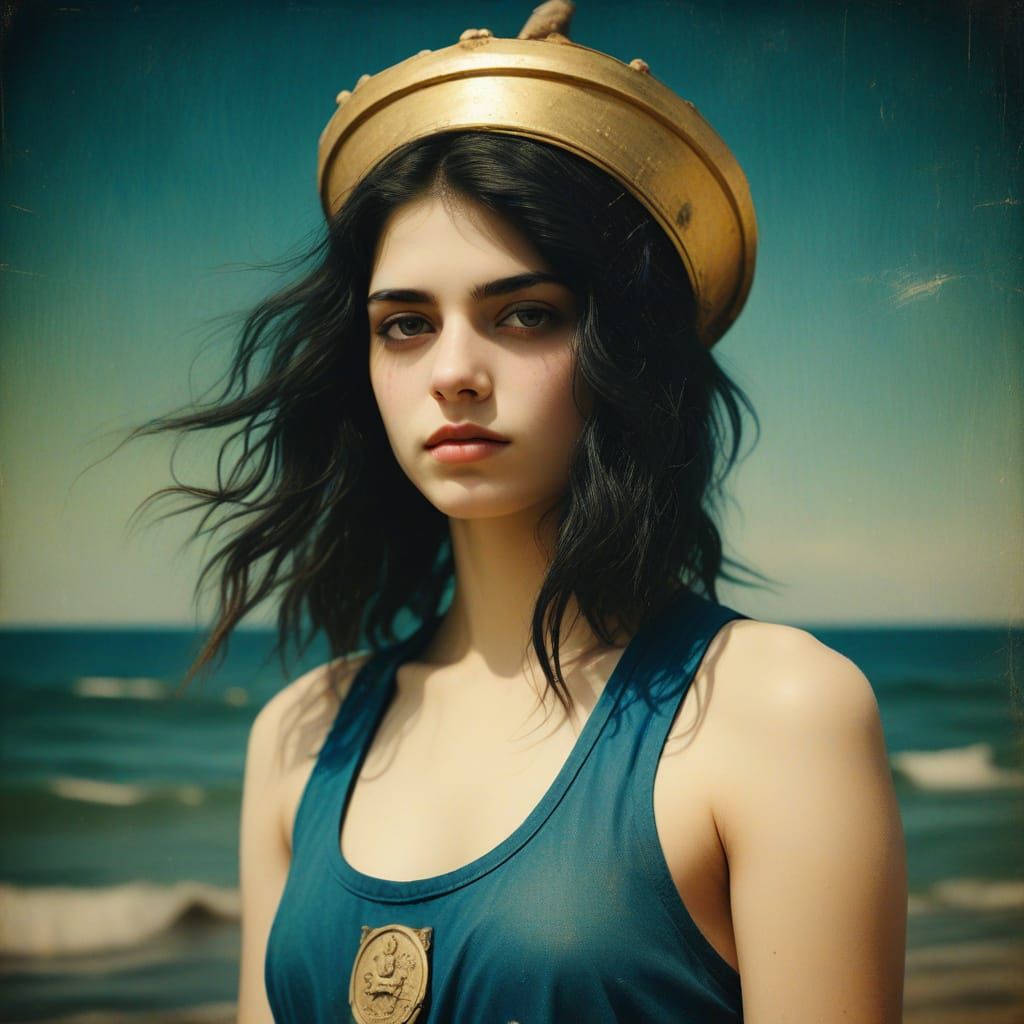 Gilded Avant-Garde Lifeguard Portrait in Vintage C... - AI Art