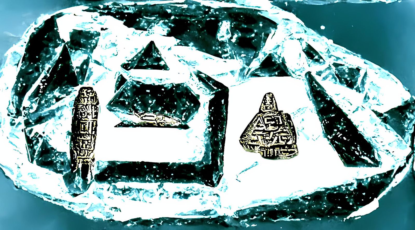 ancient alien diamond artefact with cuneiform hieroglyph - AI Generated ...