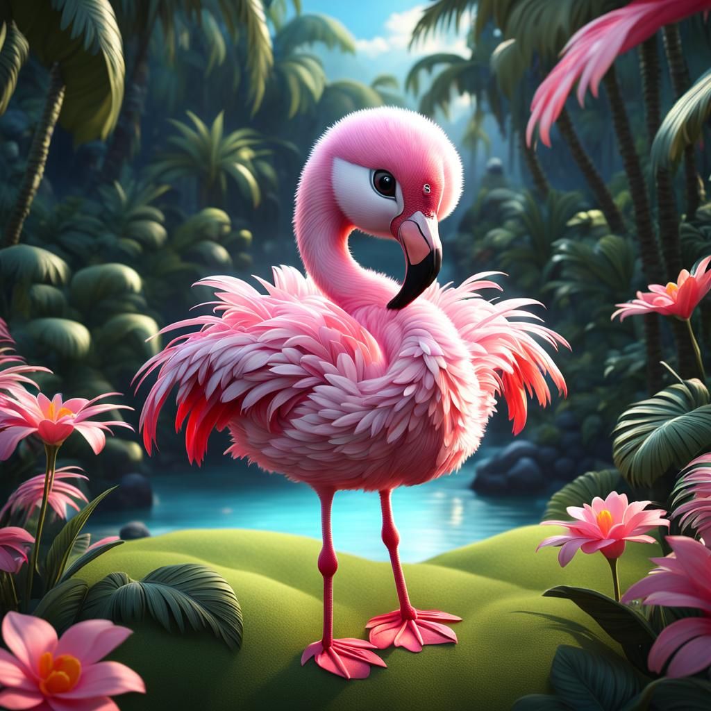 Baby Flamingo - AI Generated Artwork - NightCafe Creator