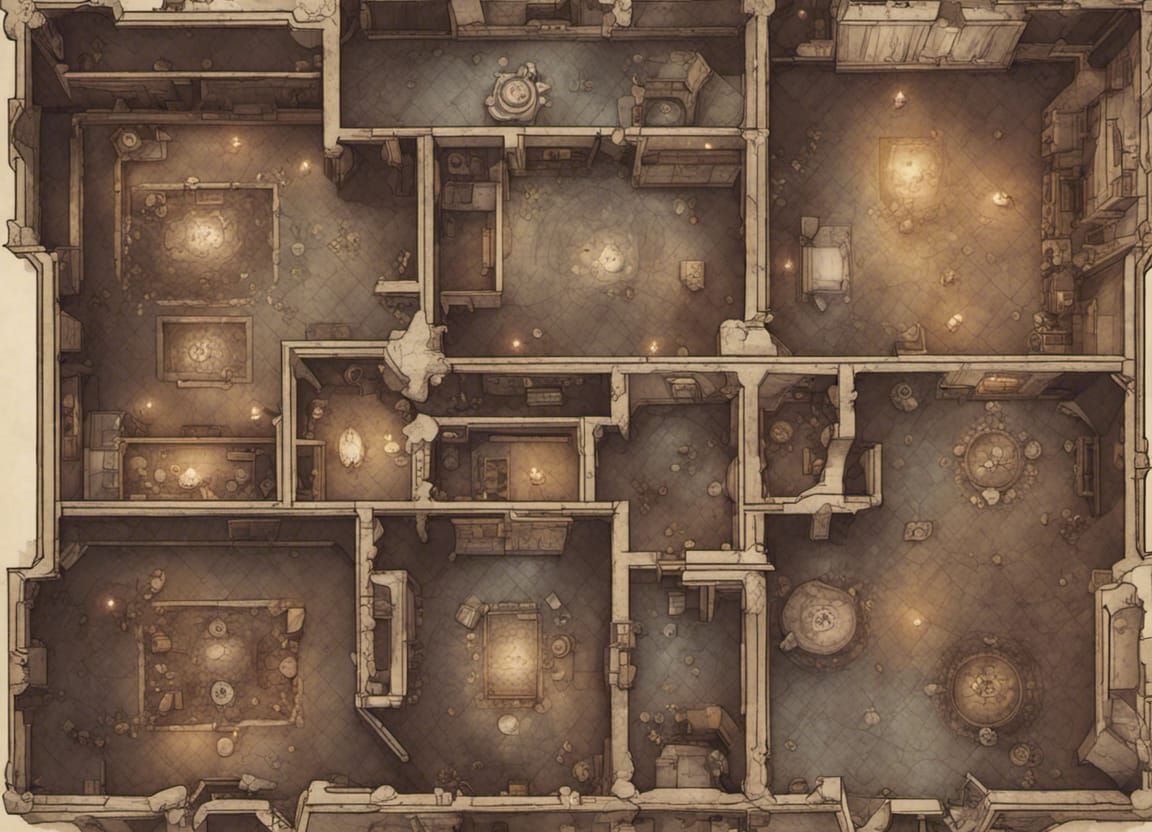 map of a haunted mansion used for a tabletop roleplaying game ...