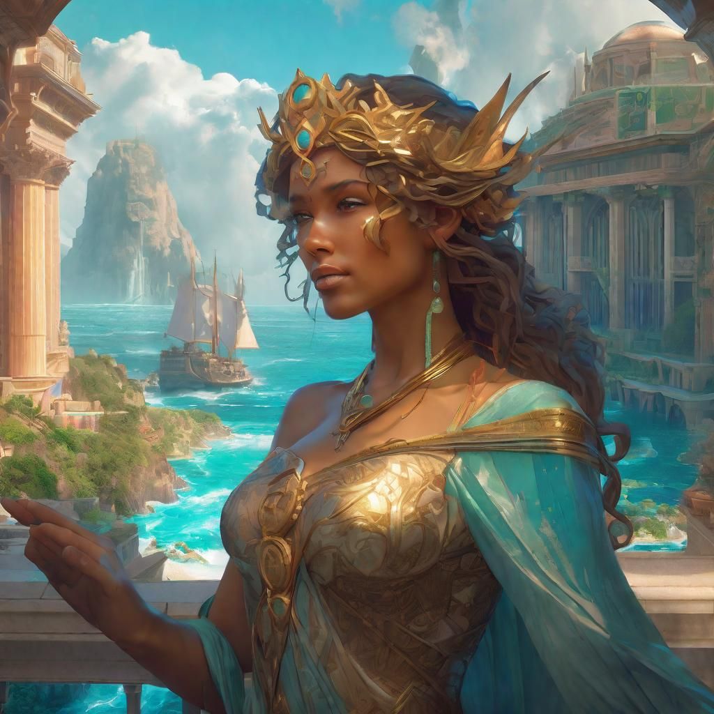 the mythical country of Atlantis 8k resolution concept art portrait by Greg Rutkowski, Artgerm ...
