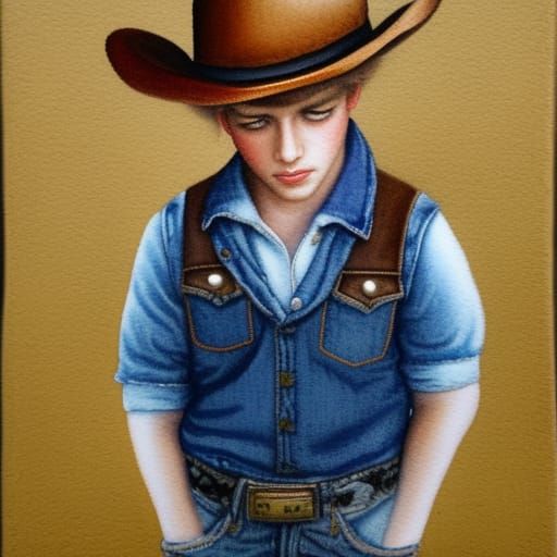 a boy wearing a cowboy hat - AI Generated Artwork - NightCafe Creator