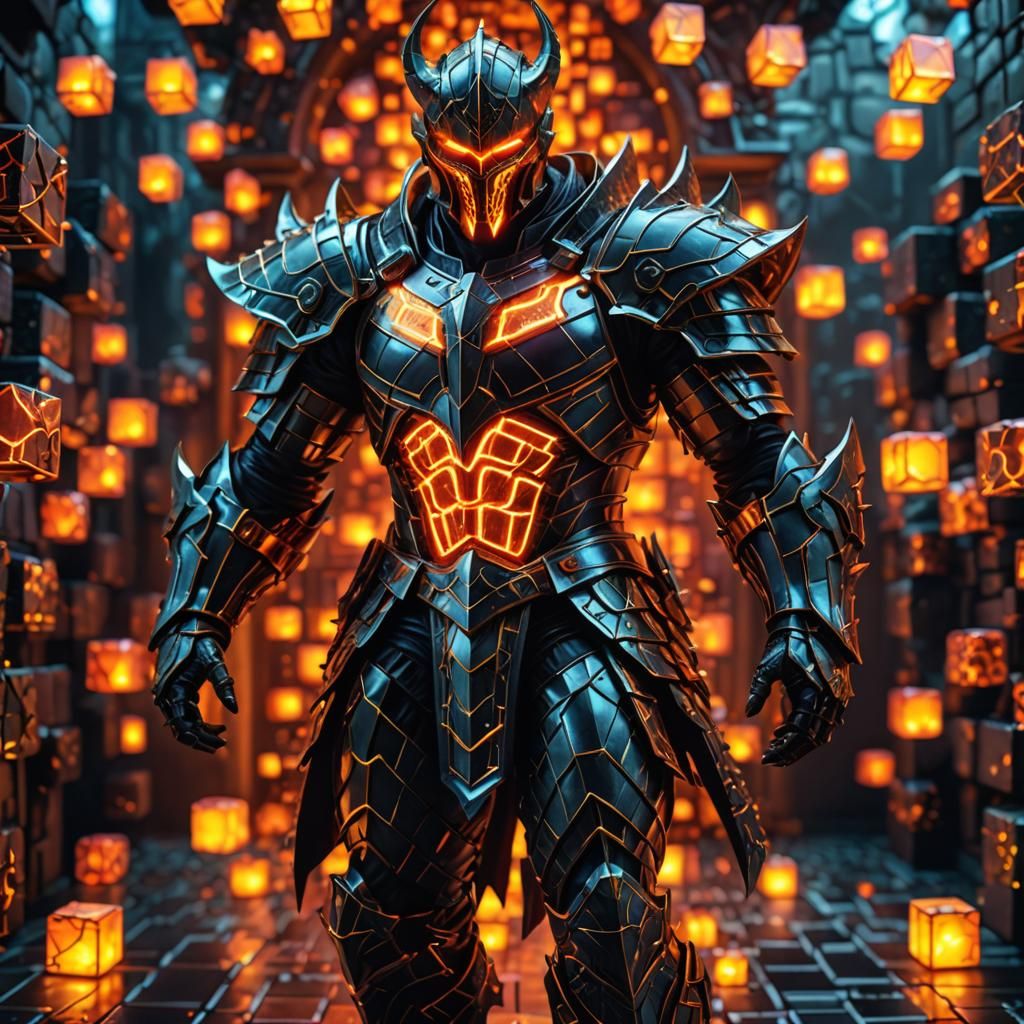 Woman demon knight with glowing runed cubes - AI Generated Artwork ...