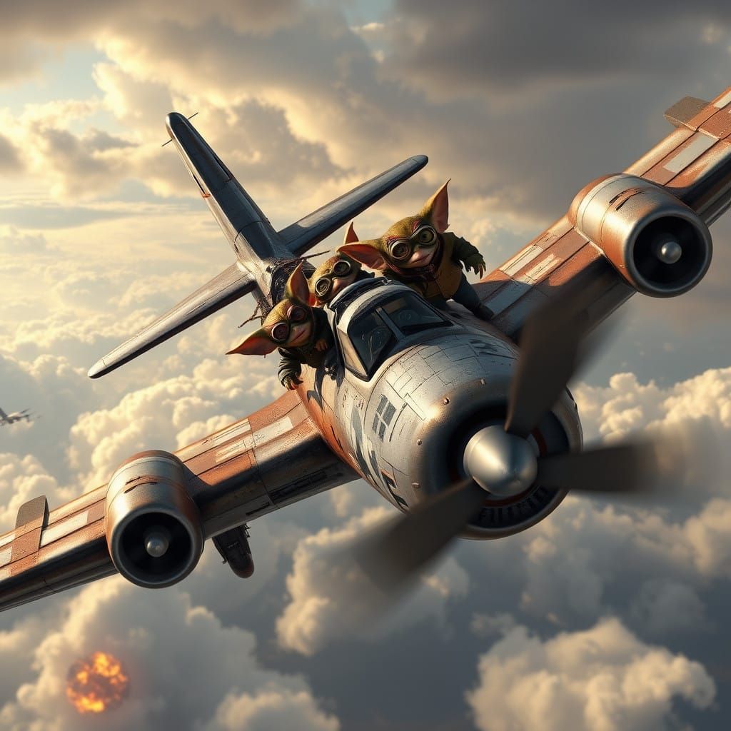 Gremlins in Wartime Aviation - AI Art