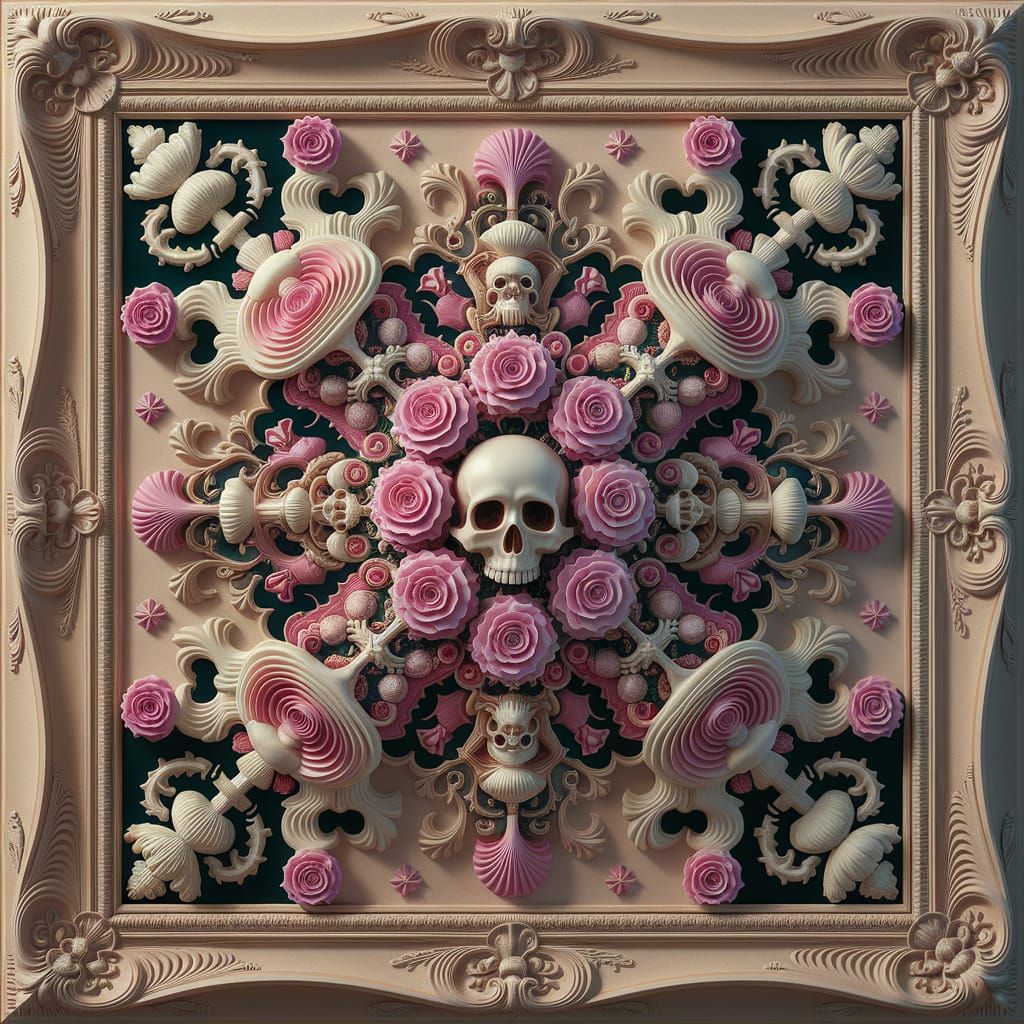 Baroque Needlepoint Tapestry in Psychedelic Zombie... - AI Art