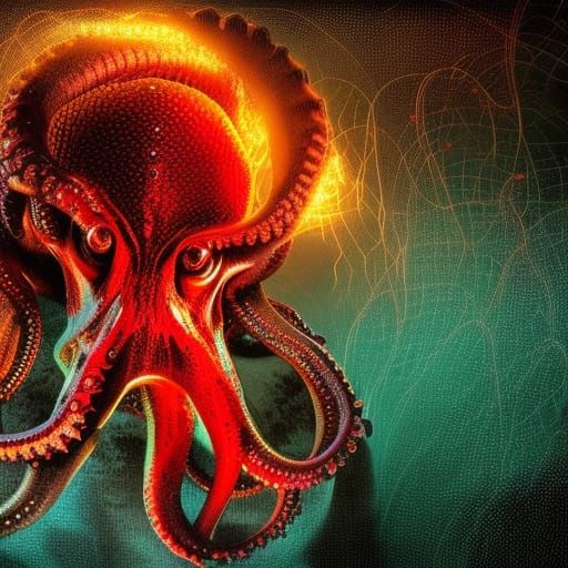 An hybrid a bloody devil, an Evil Octopus at sea - AI Generated Artwork ...