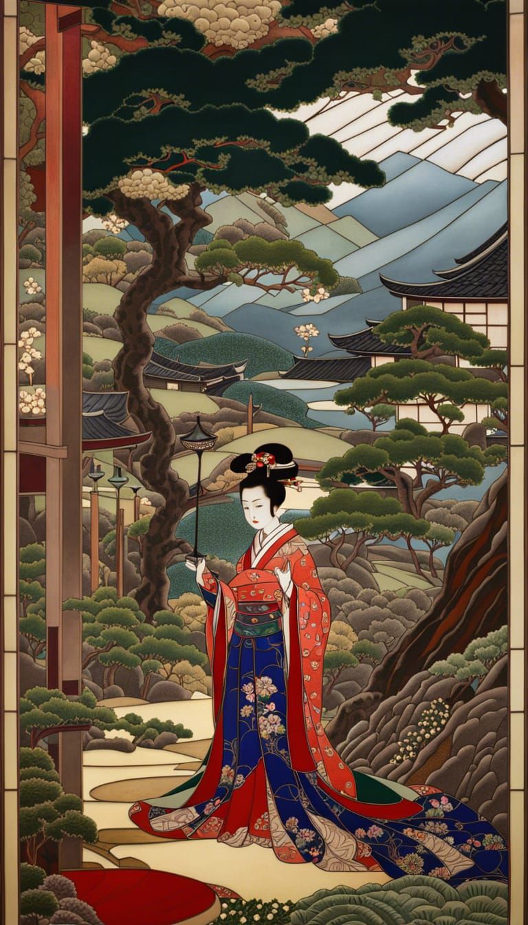 Lady in a Tea Garden - AI Generated Artwork - NightCafe Creator