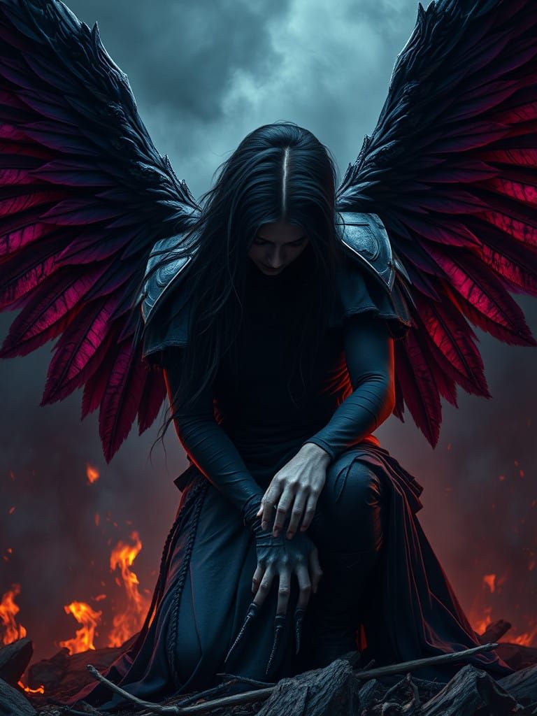 Dark Angel of Horror and Anger - AI Art